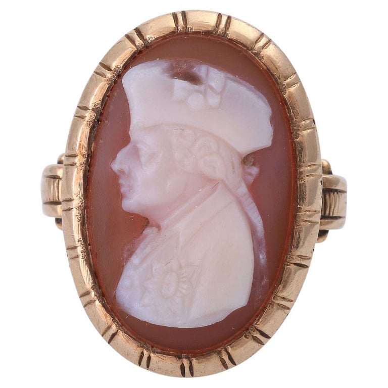 Ring with a layered stone cameo "Frederick the Great" in profile, For ...