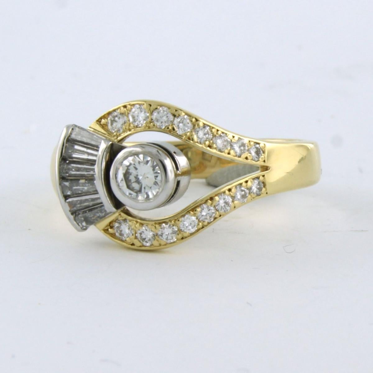 Ring with brilliant and taper cut diamonds up to 0.75ct 18k gold 7.2 ...