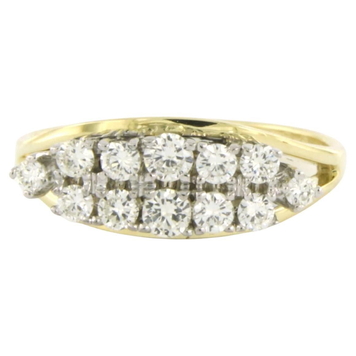 Ring Emerald and brilliant cut diamond up to 0.40ct 18k yellow gold For ...