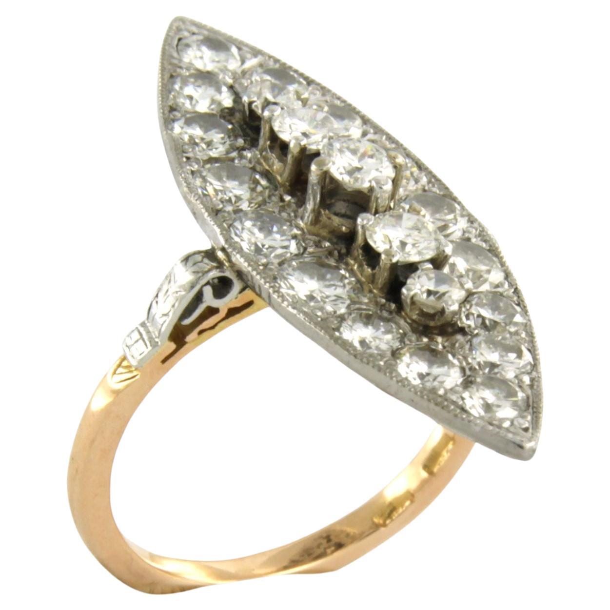 Ring with brilliant cut diamonds up to 0.45ct 14k bicolour gold For ...