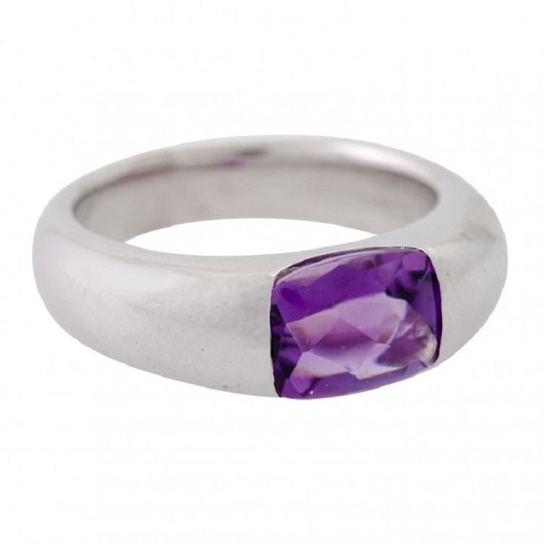 Ring with Buff Top Cut Amethyst For Sale at 1stDibs