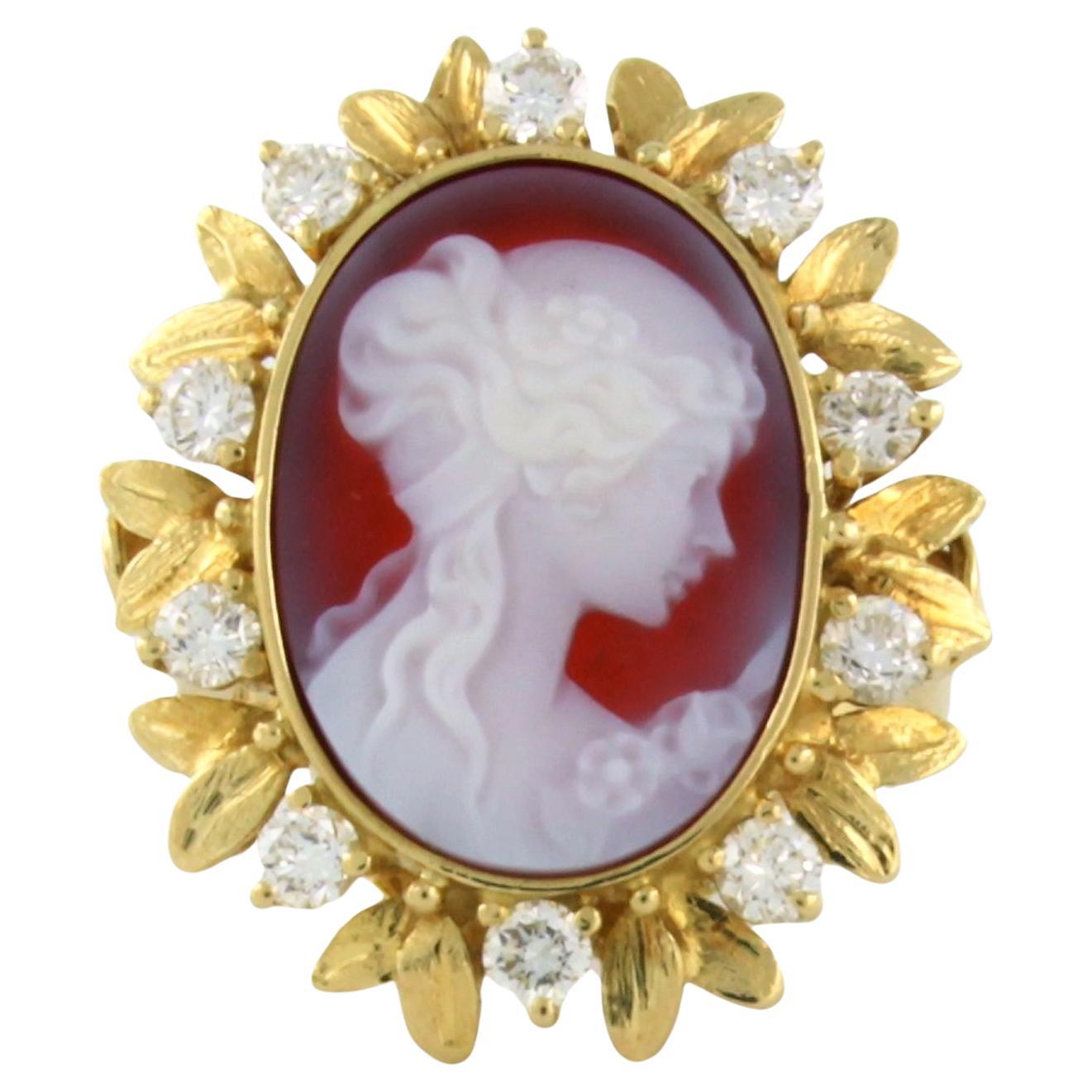 Large Gold Diamond and Carved Cameo Ring, circa 1870 For Sale at ...