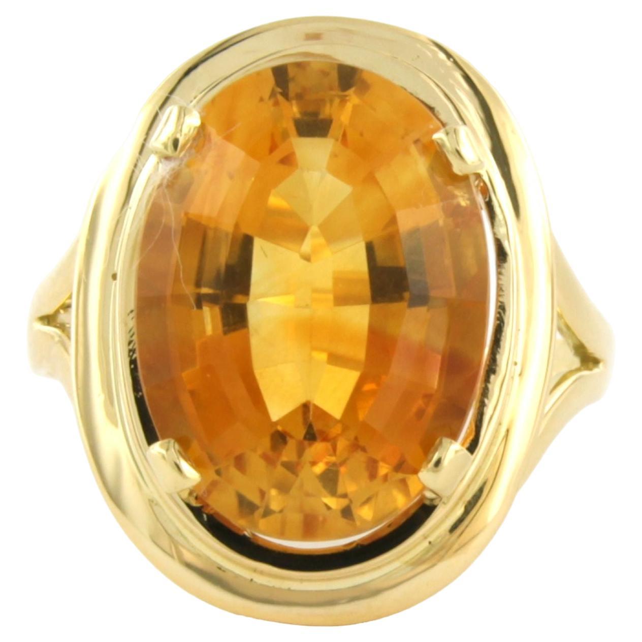 Ring 18k Yellow Gold with Faceted Smoke Citrine Quartz For Sale at ...