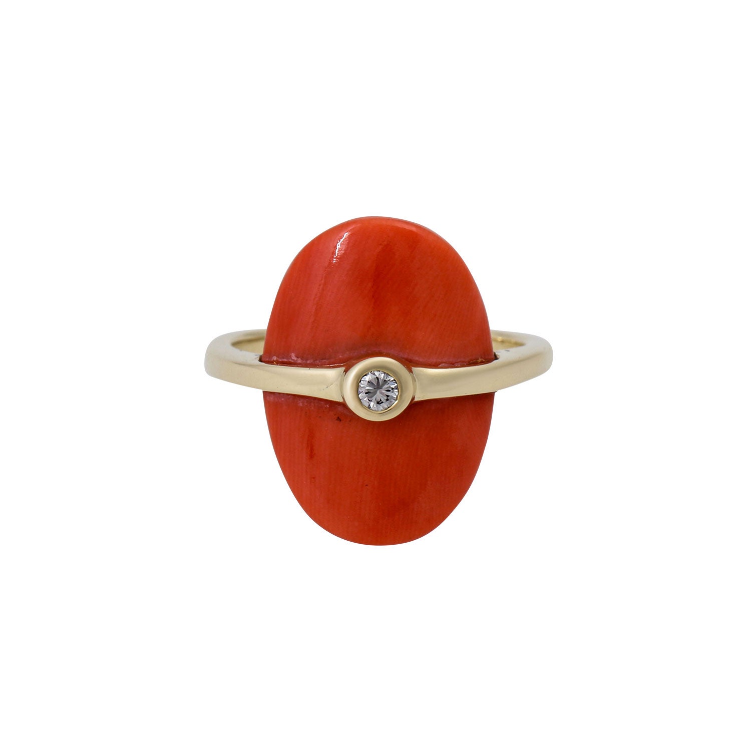 Italian Oxblood Coral Cabochon Ring at 1stDibs