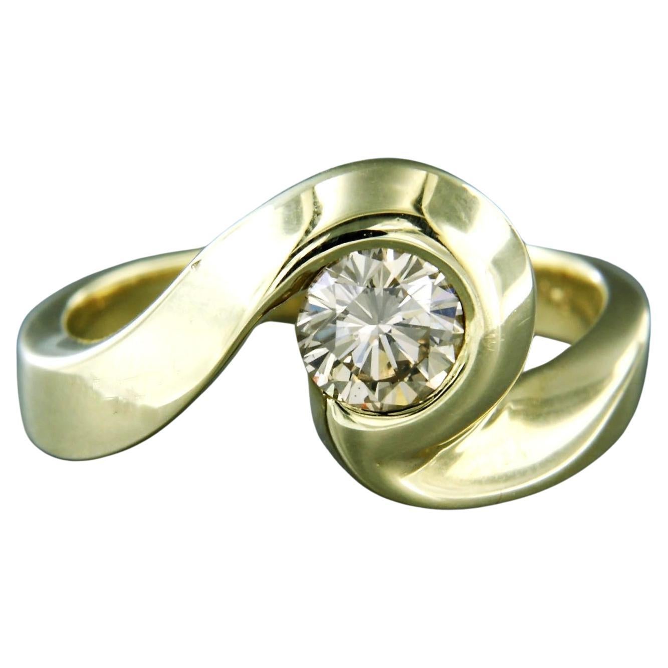 Customizable 14K Yellow Gold Concave Arch Ring with Diamonds For Sale ...