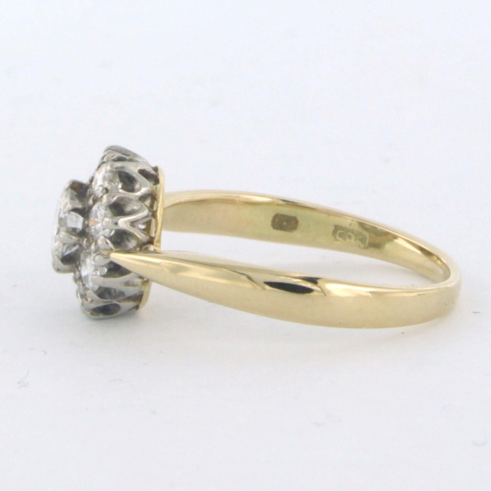 Ring with diamonds 14k yellow gold and 950 platinum For Sale at 1stDibs