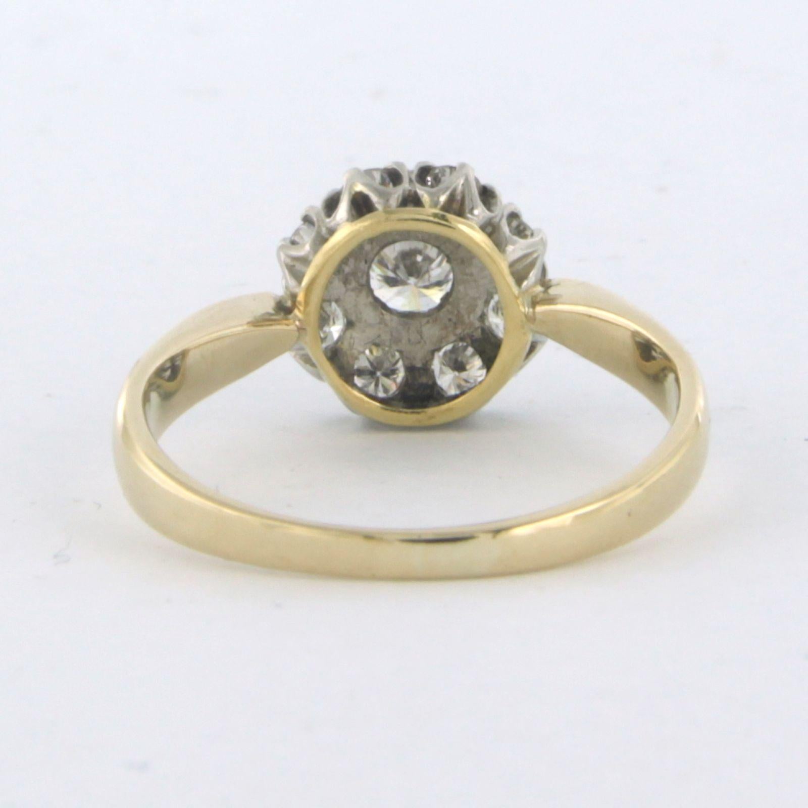 Ring with diamonds 14k yellow gold and 950 platinum For Sale at 1stDibs