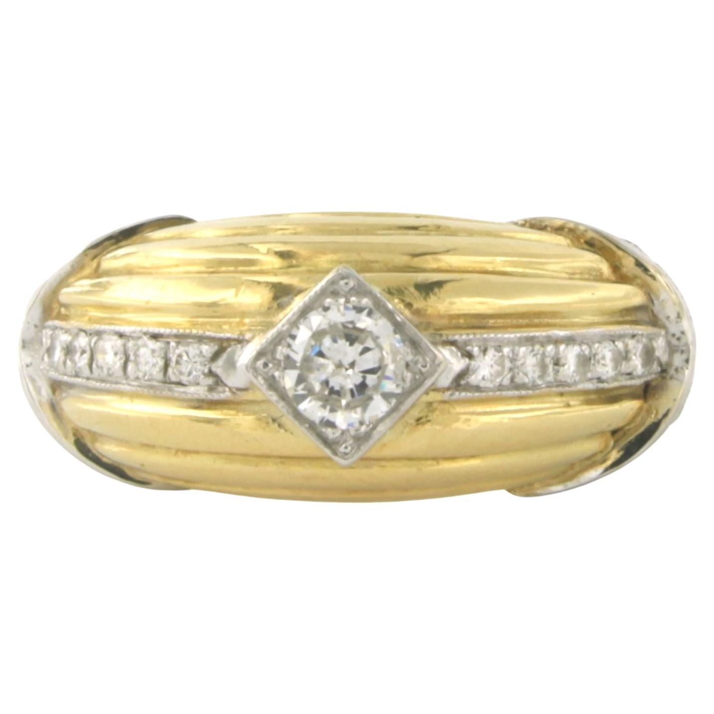 Ring with diamonds 18k bi-colour gold For Sale at 1stDibs