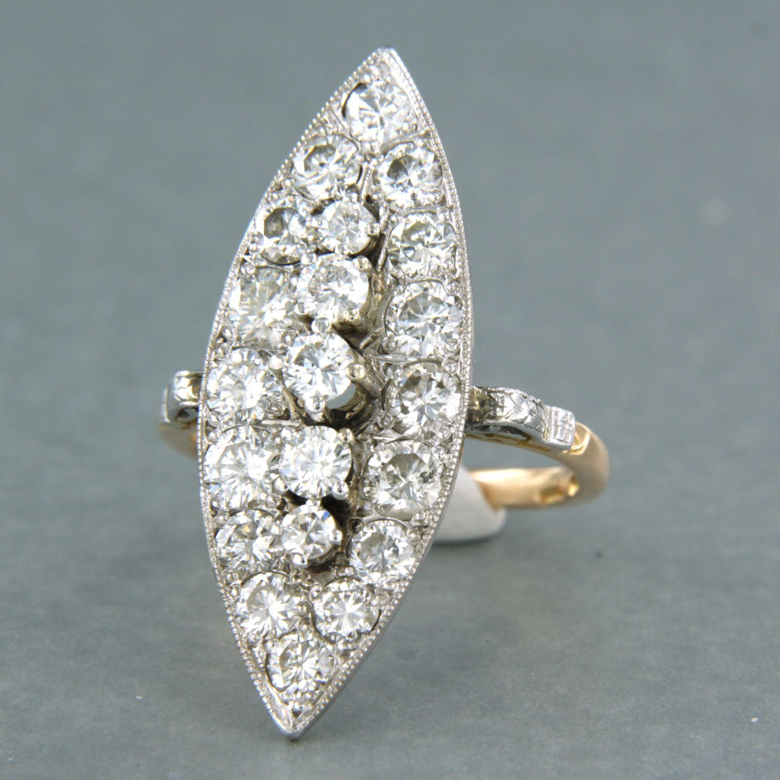 Ring with diamonds 18k bicolor gold For Sale at 1stDibs
