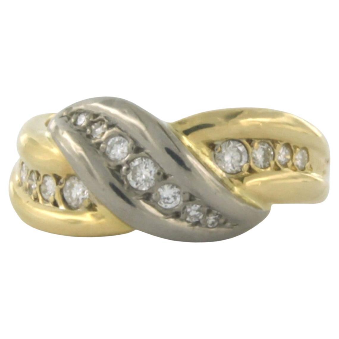 Ring with diamonds 18k bicolor gold For Sale at 1stDibs