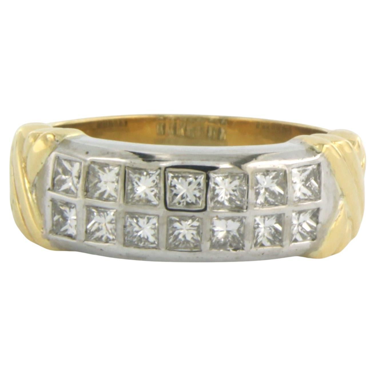 Ring with diamonds 18k bicolor gold For Sale at 1stDibs