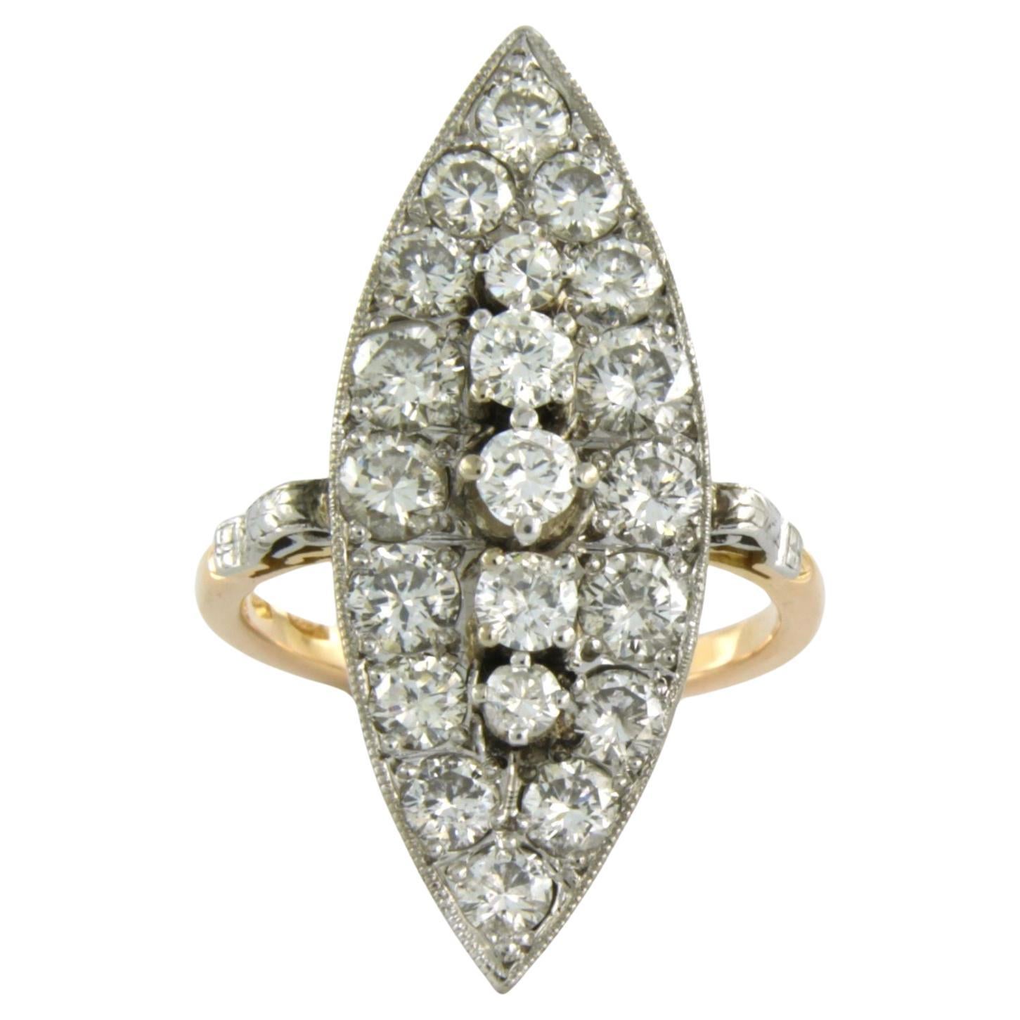 Ring with diamonds 18k bicolor gold For Sale at 1stDibs