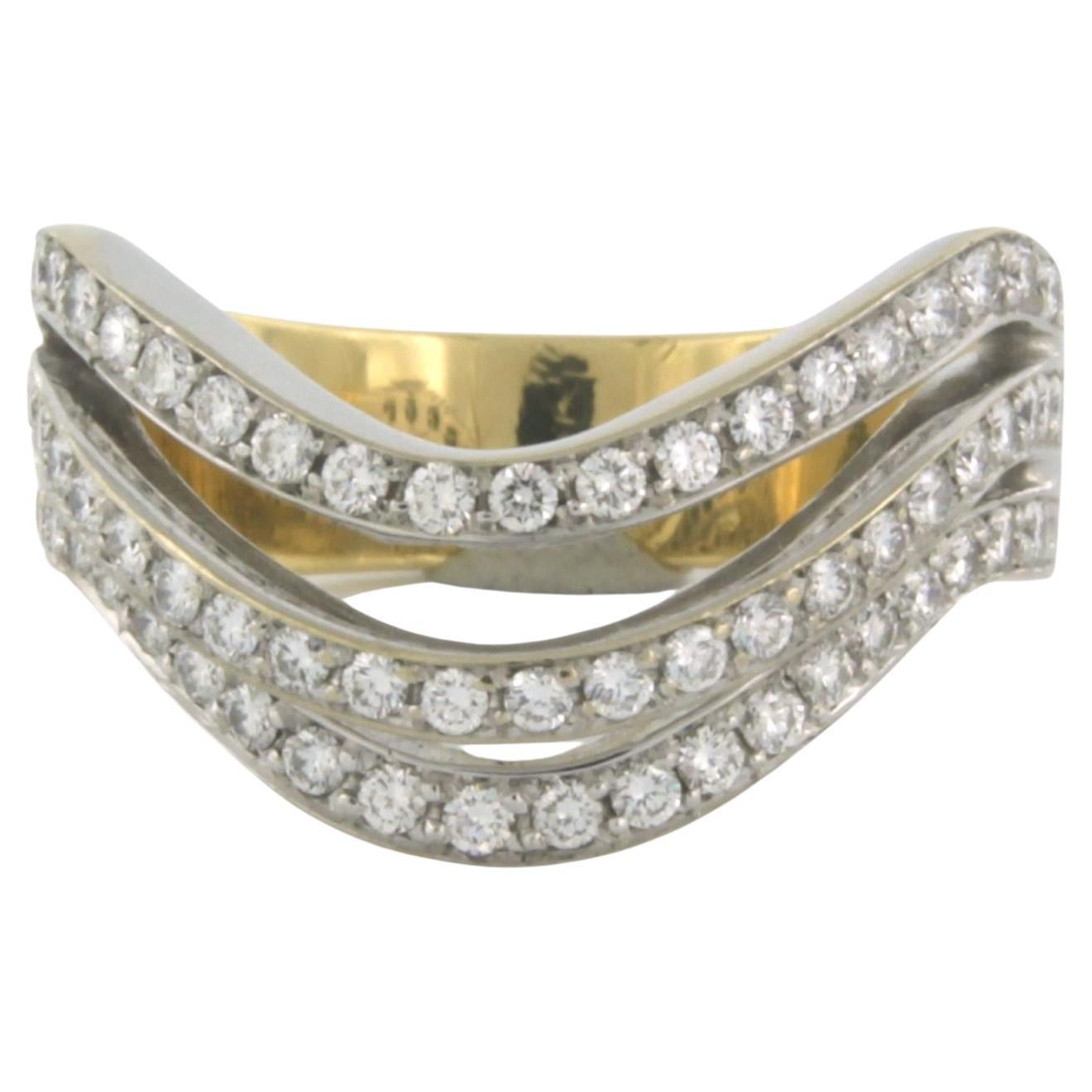 Ring with diamonds 18k bicolour gold For Sale at 1stDibs