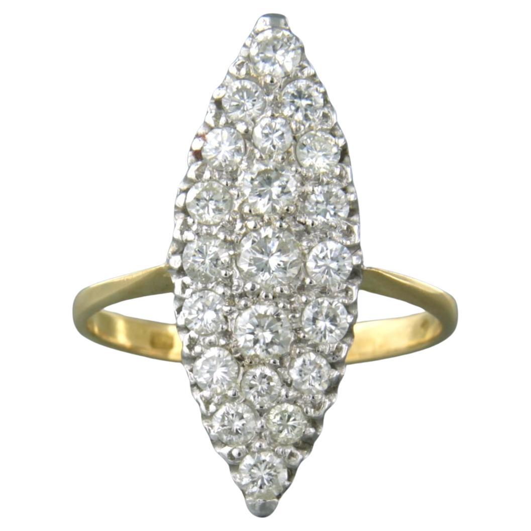 RETRO Ring set with ruby and diamond 18k bicolour gold For Sale at 1stDibs