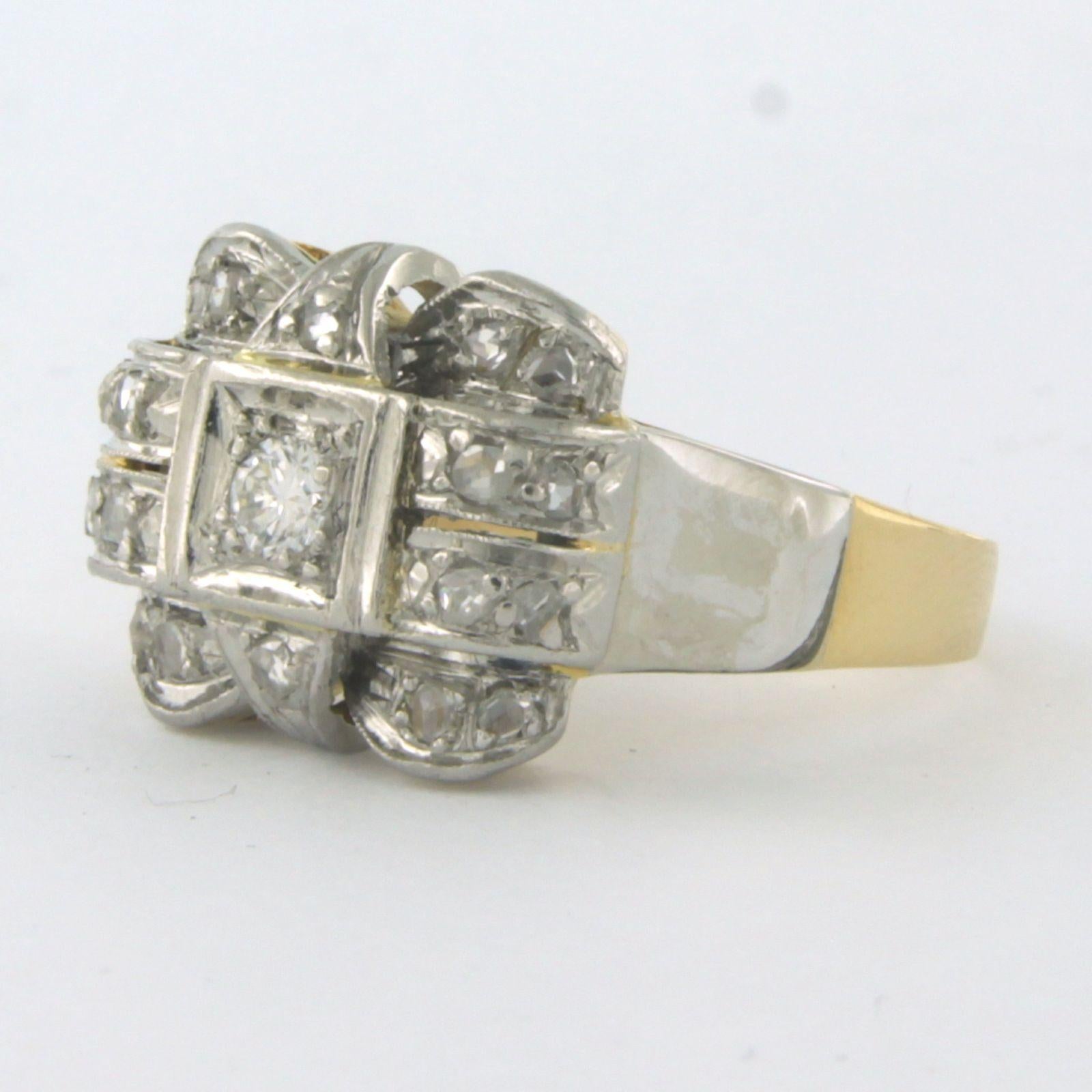 Ring with diamonds 18k yellow gold and 950 platinum For Sale at 1stDibs