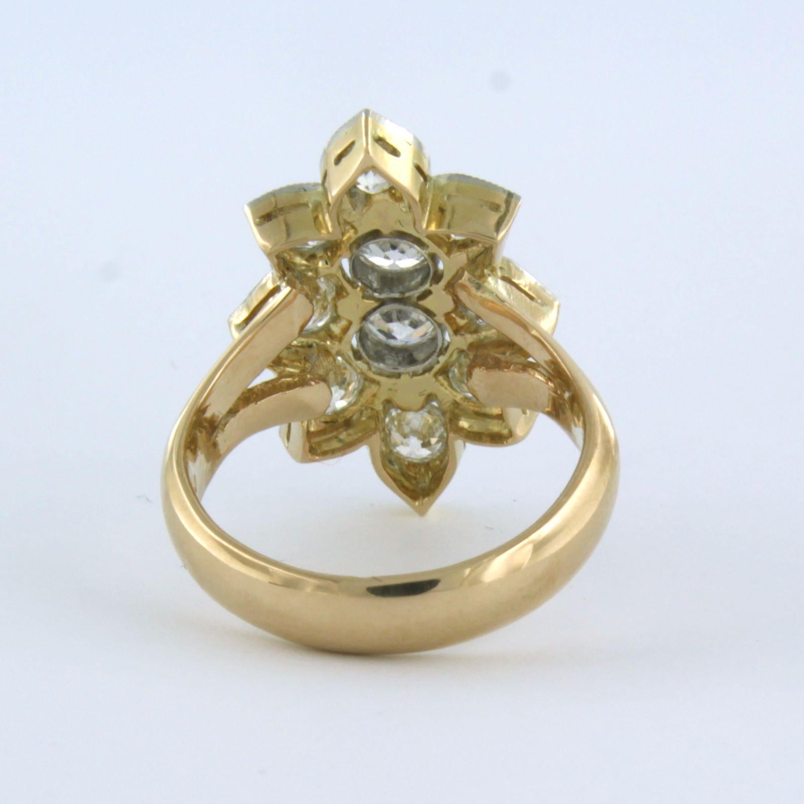 Ring with diamonds 18k yellow gold and 950 platinum For Sale at 1stDibs