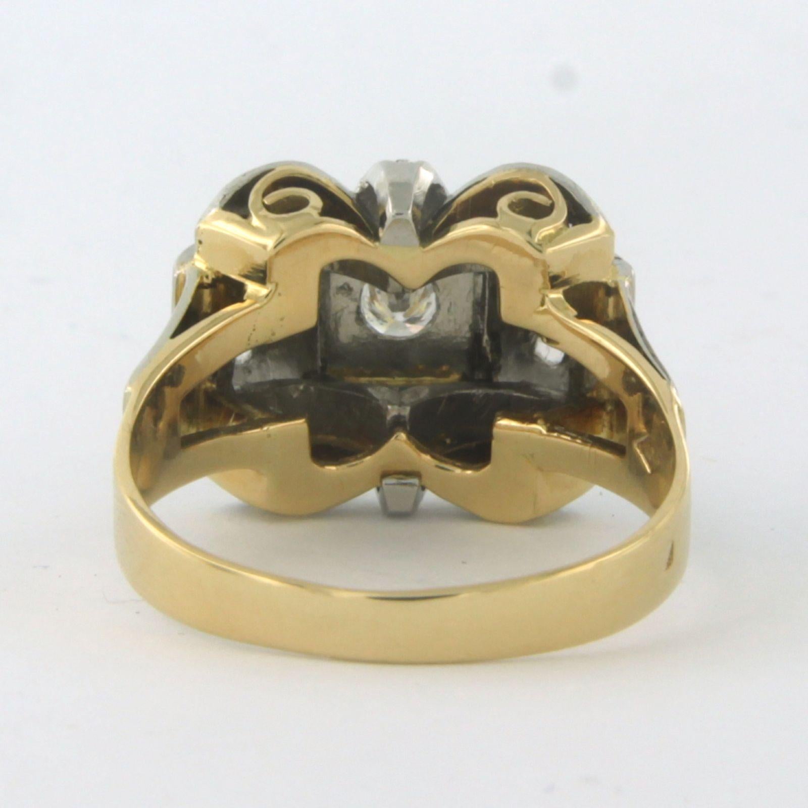 Ring with diamonds 18k yellow gold and 950 platinum For Sale at 1stDibs