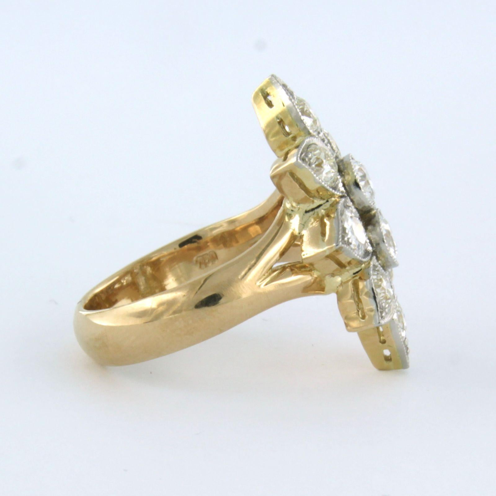 Ring with diamonds 18k yellow gold and 950 platinum For Sale at 1stDibs