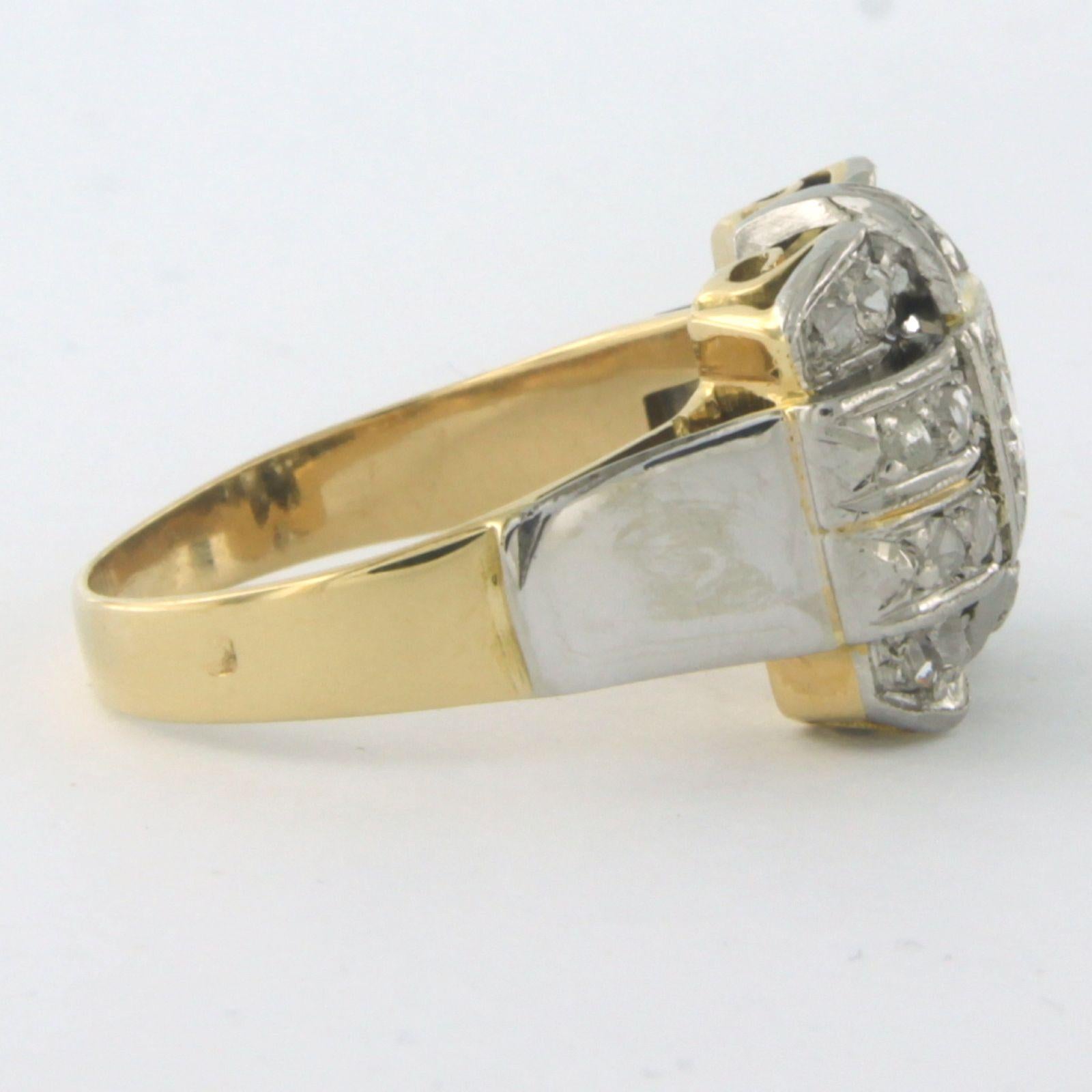 Ring with diamonds 18k yellow gold and 950 platinum For Sale at 1stDibs