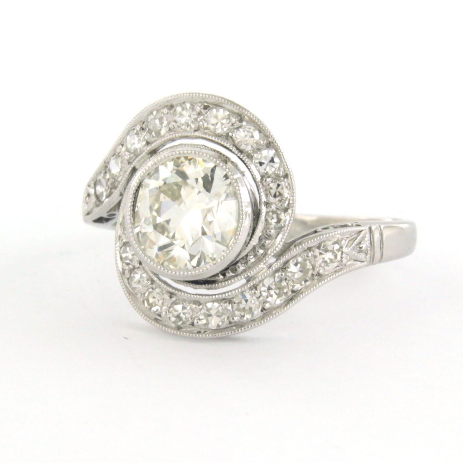 Ring with diamonds 950 Platinum For Sale at 1stDibs