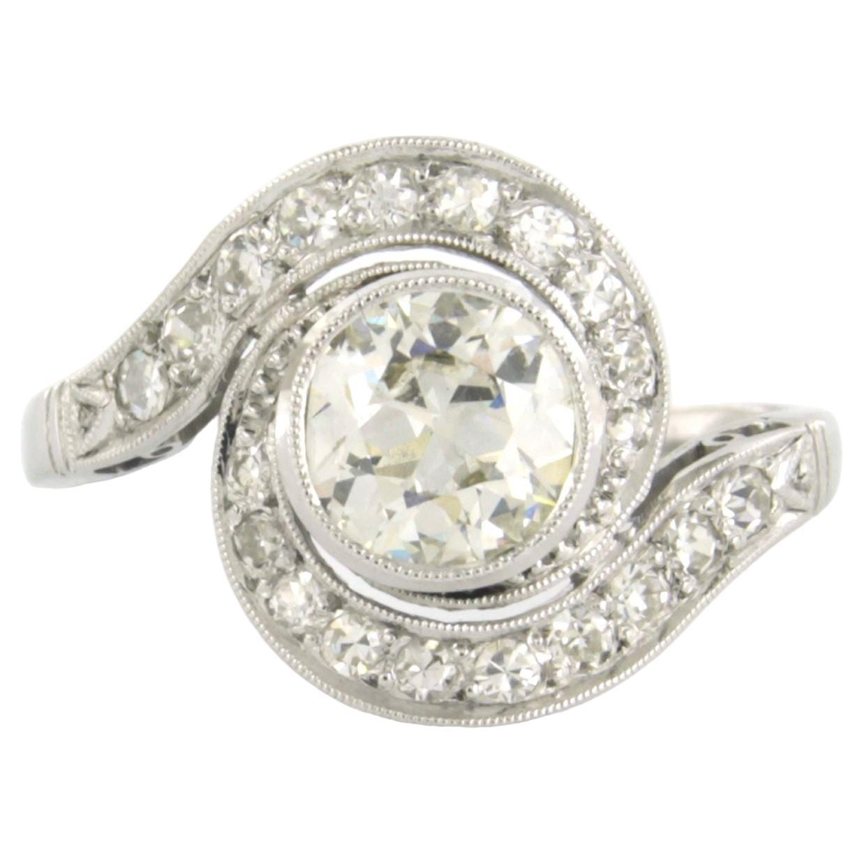 Ring with diamonds 950 Platinum For Sale at 1stDibs