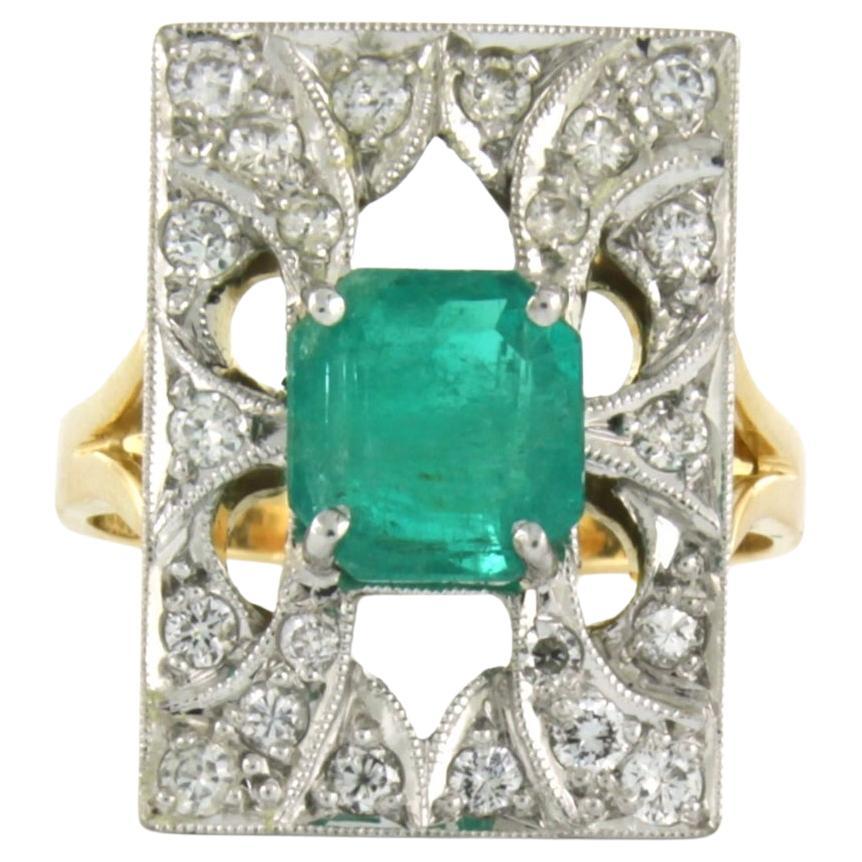 Dimos 18k Gold Balance Ring with Emeralds and Diamond For Sale at 1stDibs