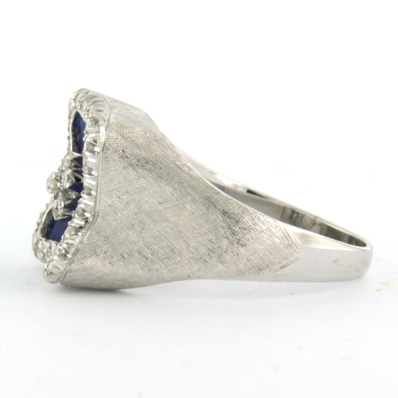 Ring with enamel and single cut diamonds up to 0.45ct 18k white gold ...