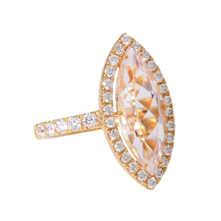 Ring with Fine Rose Quartz For Sale at 1stDibs