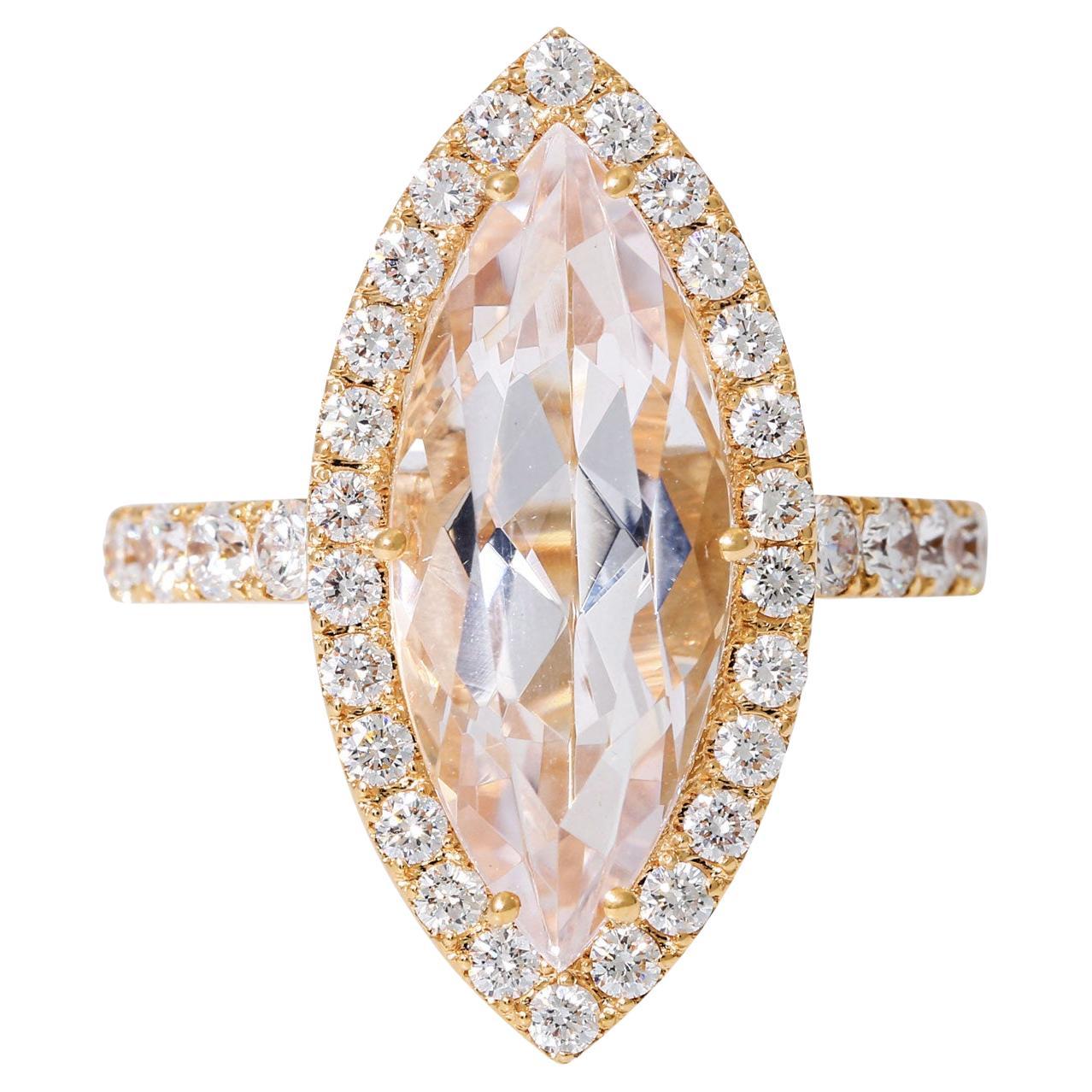 Ring with Large Champagne Colored Quartz For Sale at 1stDibs