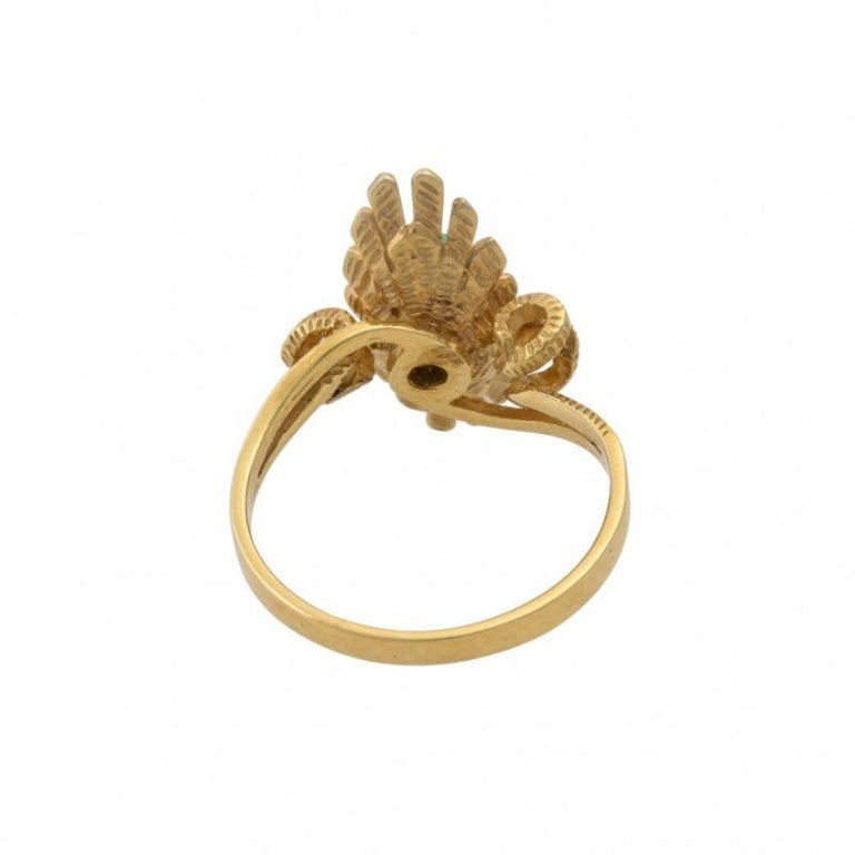 Ring with Green Color Stone Ball For Sale at 1stDibs