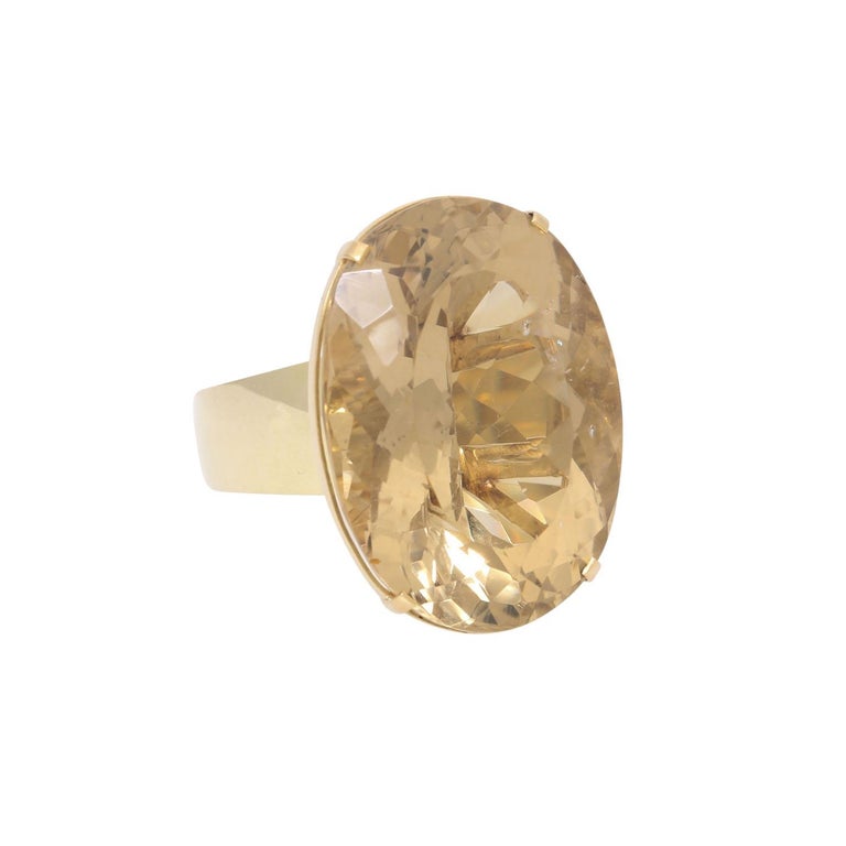 Ring with Large Champagne Colored Quartz For Sale at 1stDibs