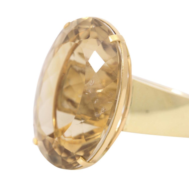 Ring with Large Champagne Colored Quartz For Sale at 1stDibs