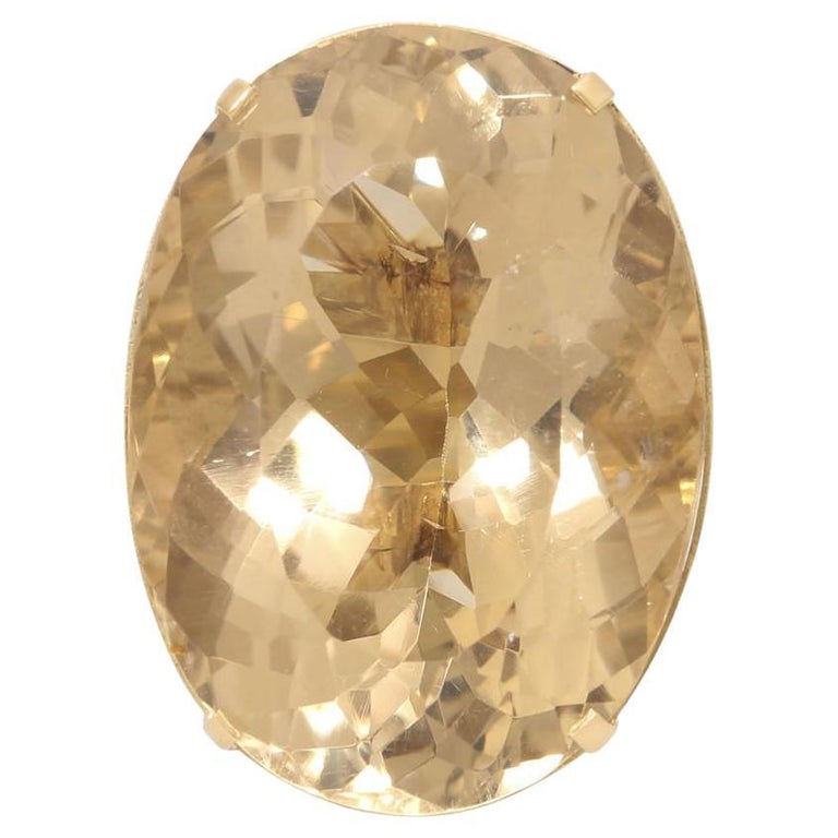 Ring with Large Champagne Colored Quartz For Sale at 1stDibs