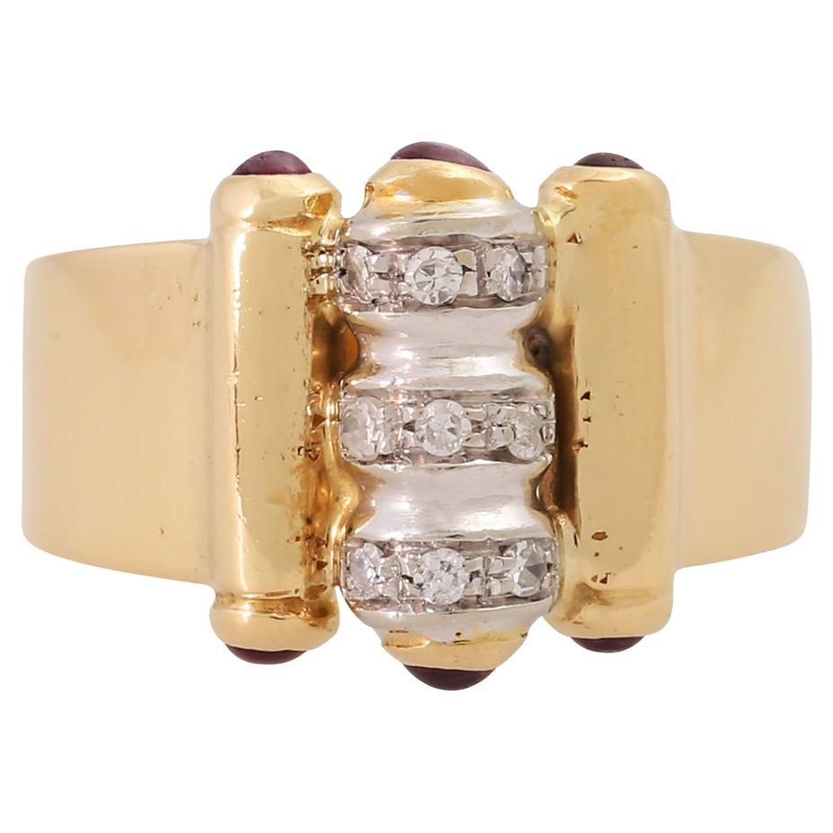 Geometric Design Octagon Emerald Diamond Ring at 1stDibs