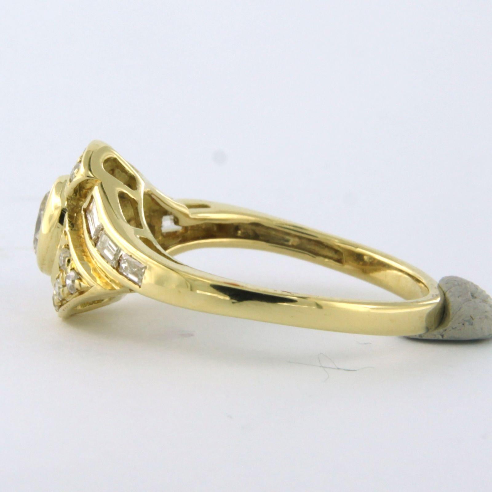 Ring with oval, baguette and single cut diamonds up to 0.84ct 18k ...