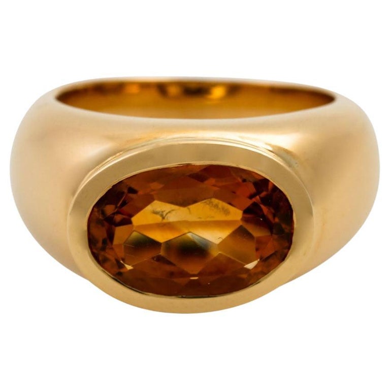 Ring with Oval Faceted Citrine Approx. 2 Ct For Sale at 1stDibs