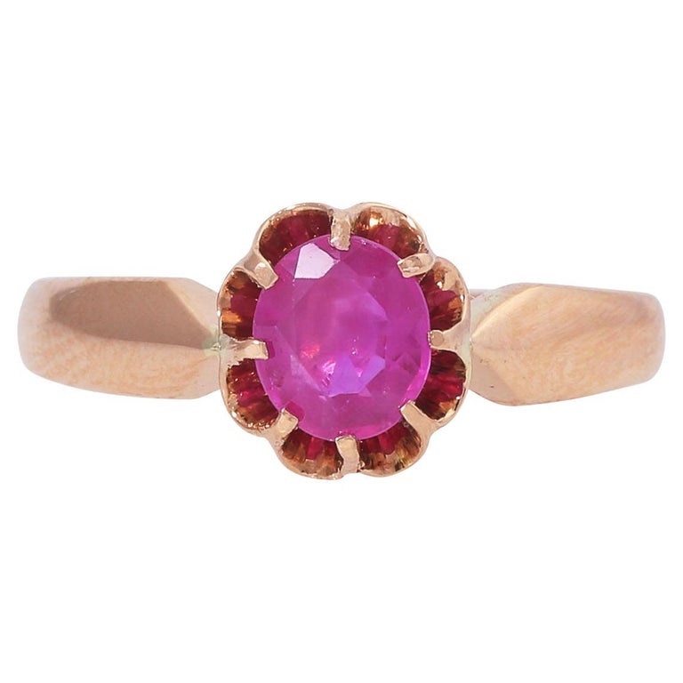 Ring with Oval Faceted Ruby 'Treated' For Sale at 1stDibs