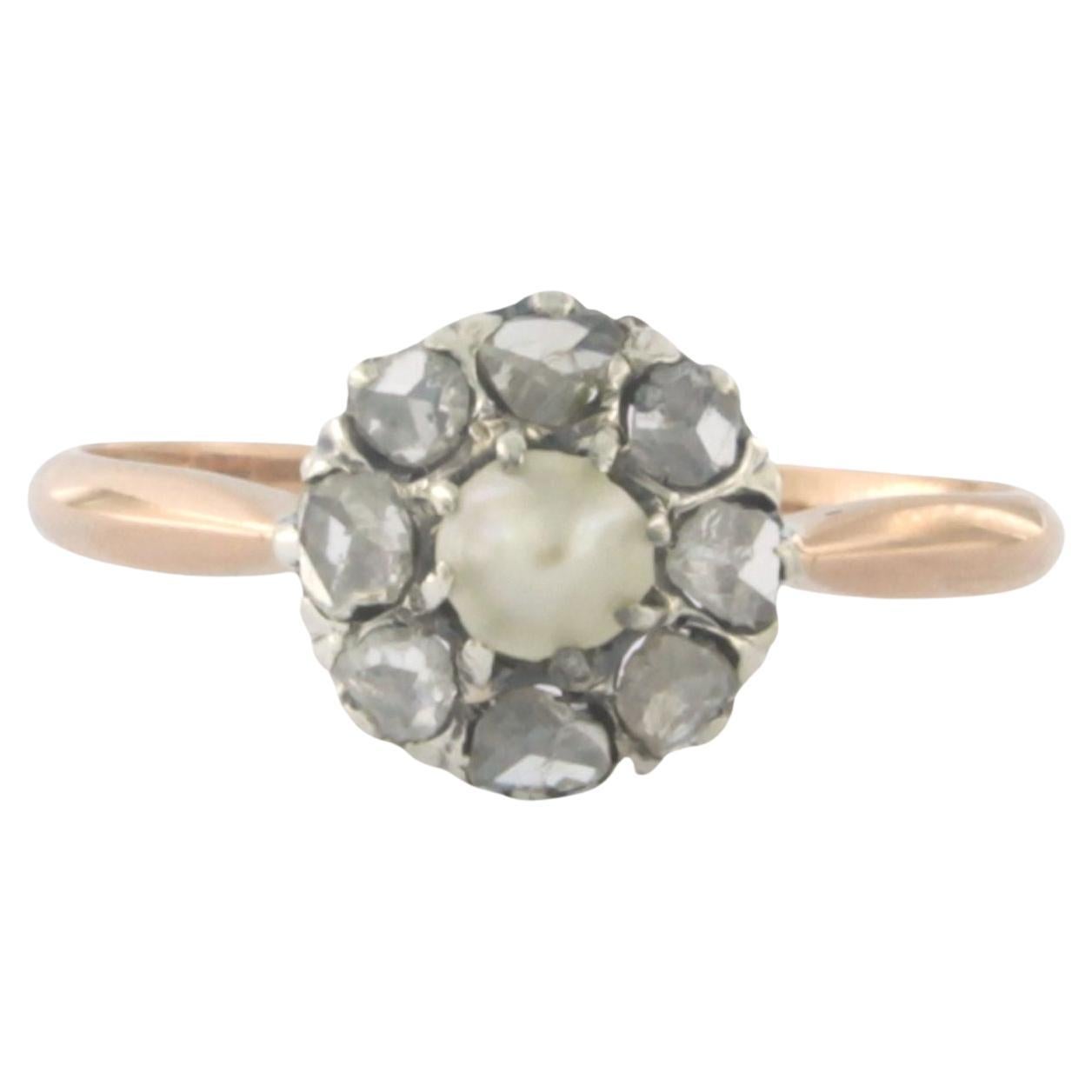 Ring with pearl and diamond 14k pink gold and 835 silver For Sale at ...
