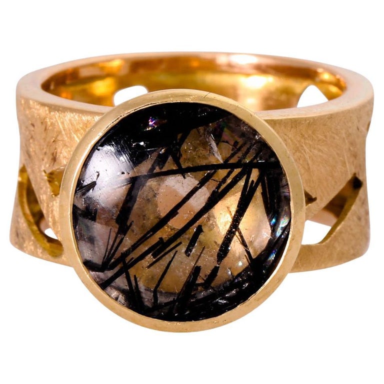 Ring with Rock Crystal with Tourmaline Needles, For Sale at 1stDibs