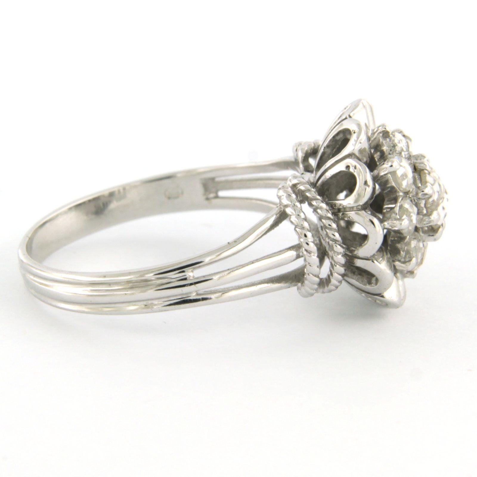 Ring with rose cut diamonds up to 0.25ct 18k white gold For Sale at 1stDibs