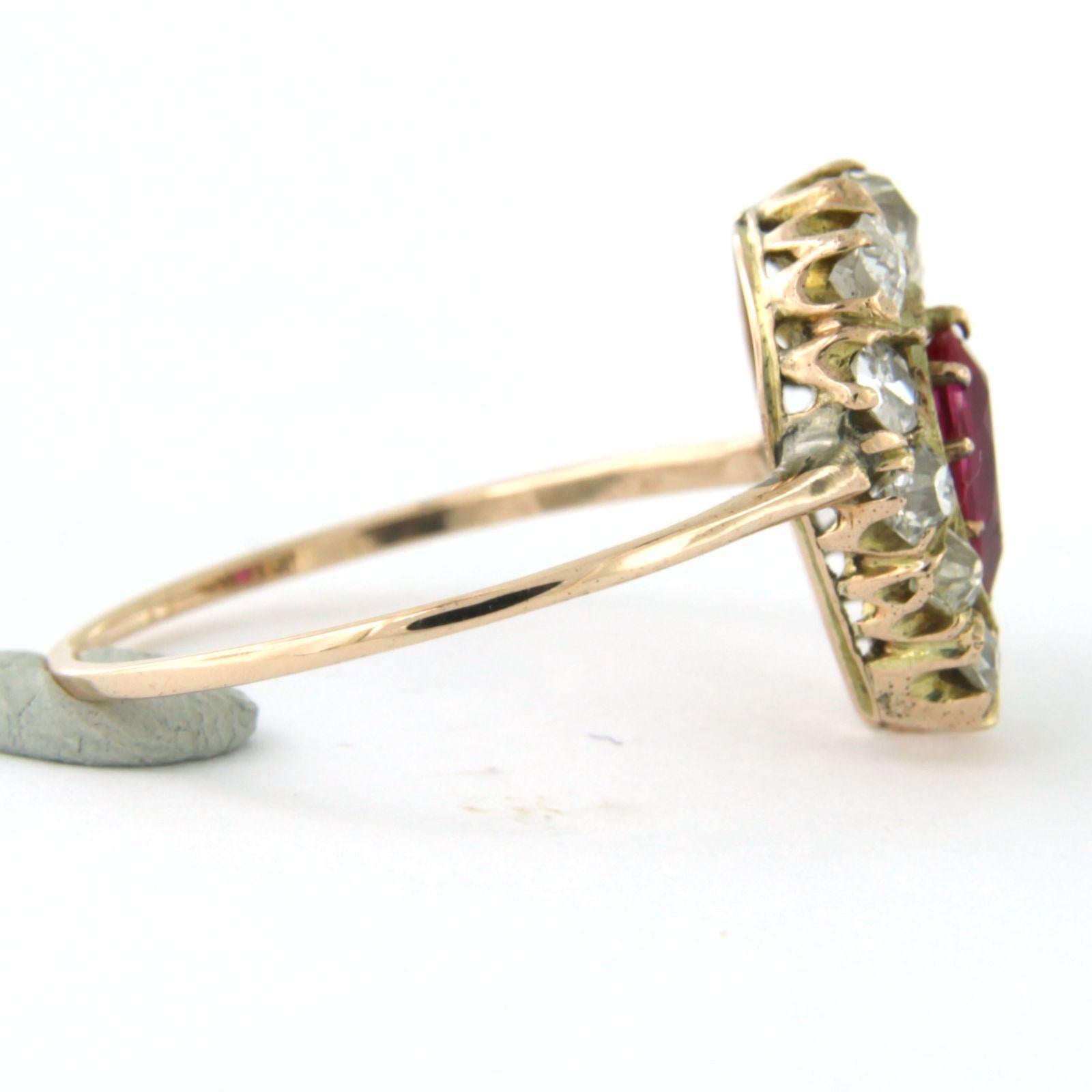 Ring with Ruby and Diamond 9k pink gold For Sale at 1stDibs