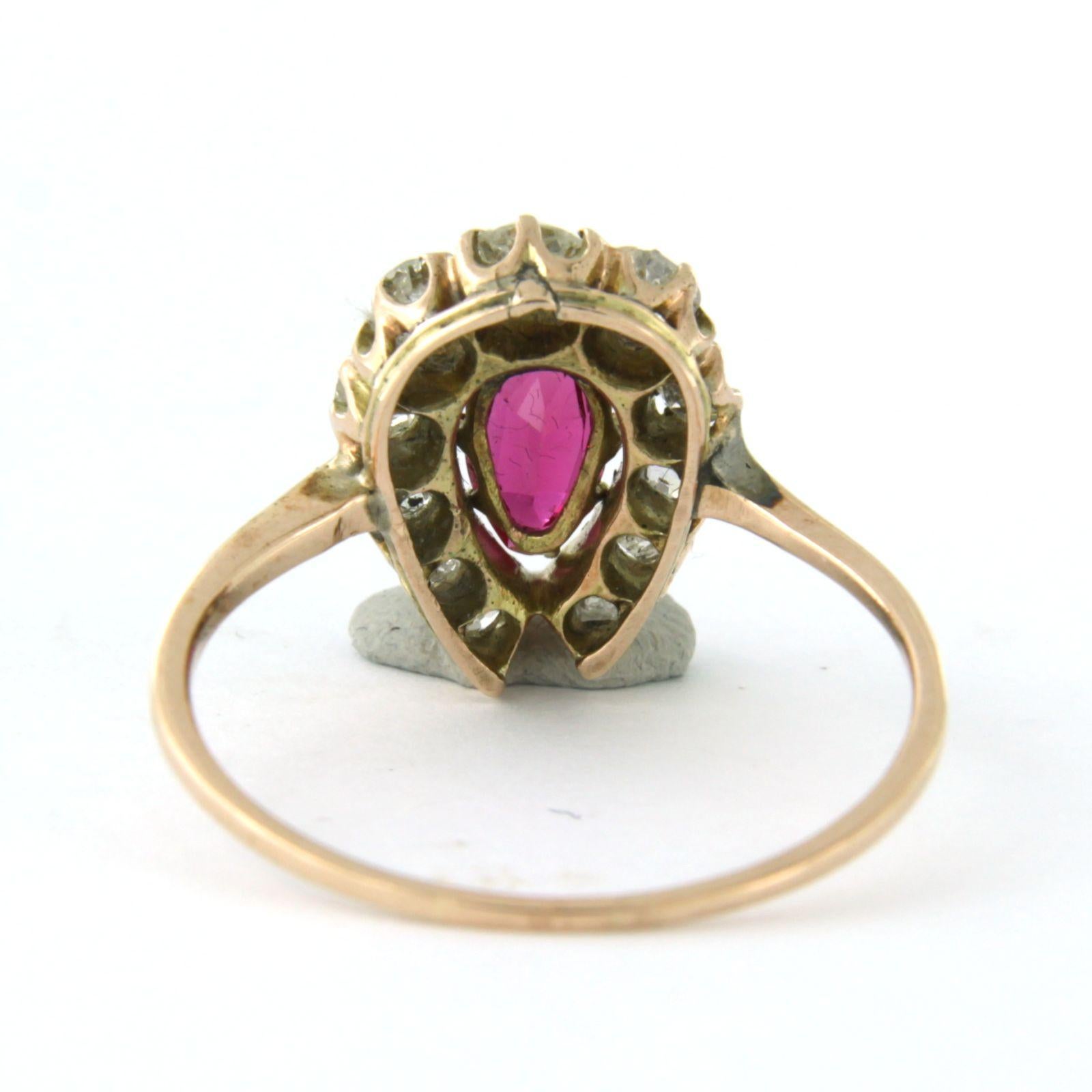 Ring with Ruby and Diamond 9k pink gold For Sale at 1stDibs
