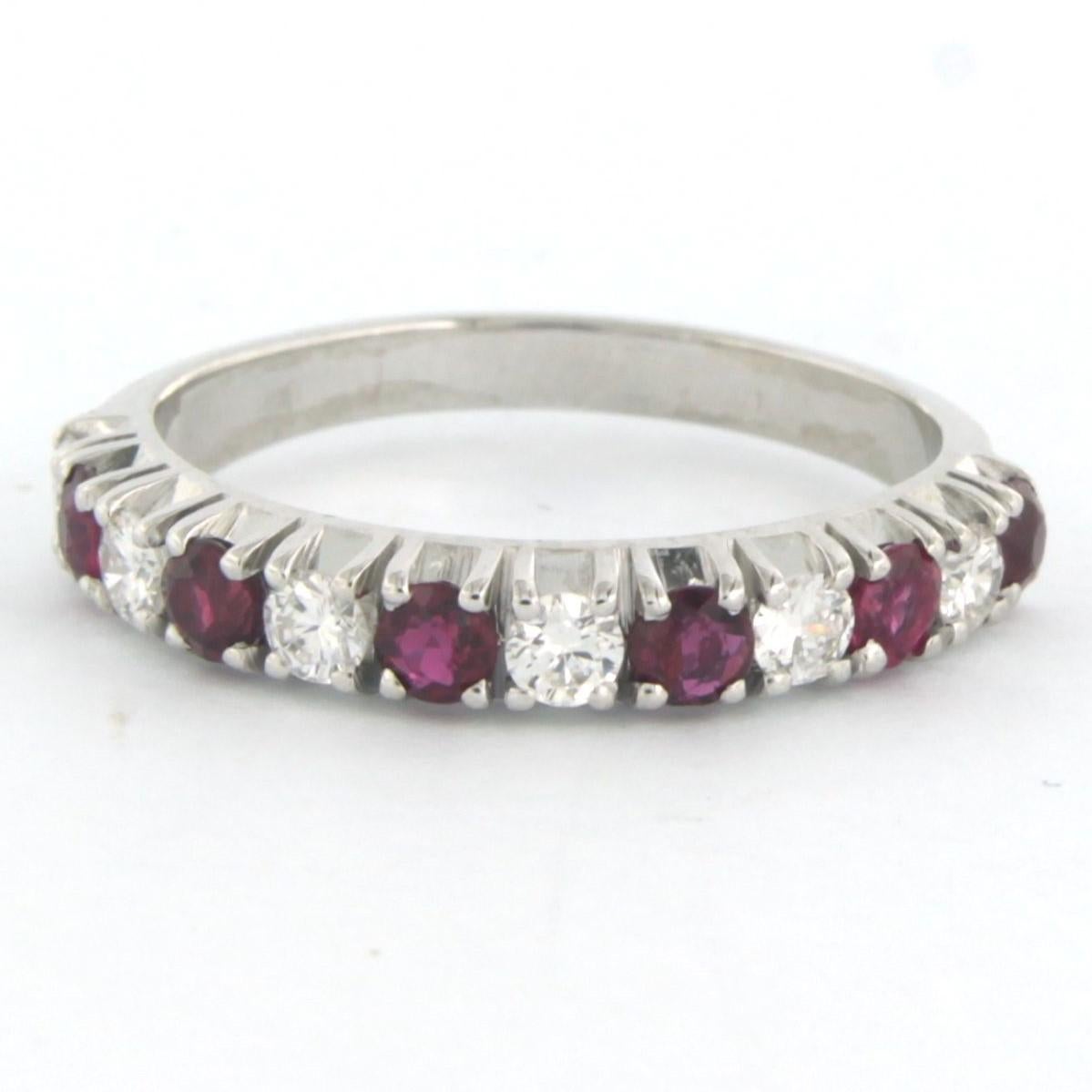 Ring with Ruby and diamonds 14k white gold For Sale at 1stDibs