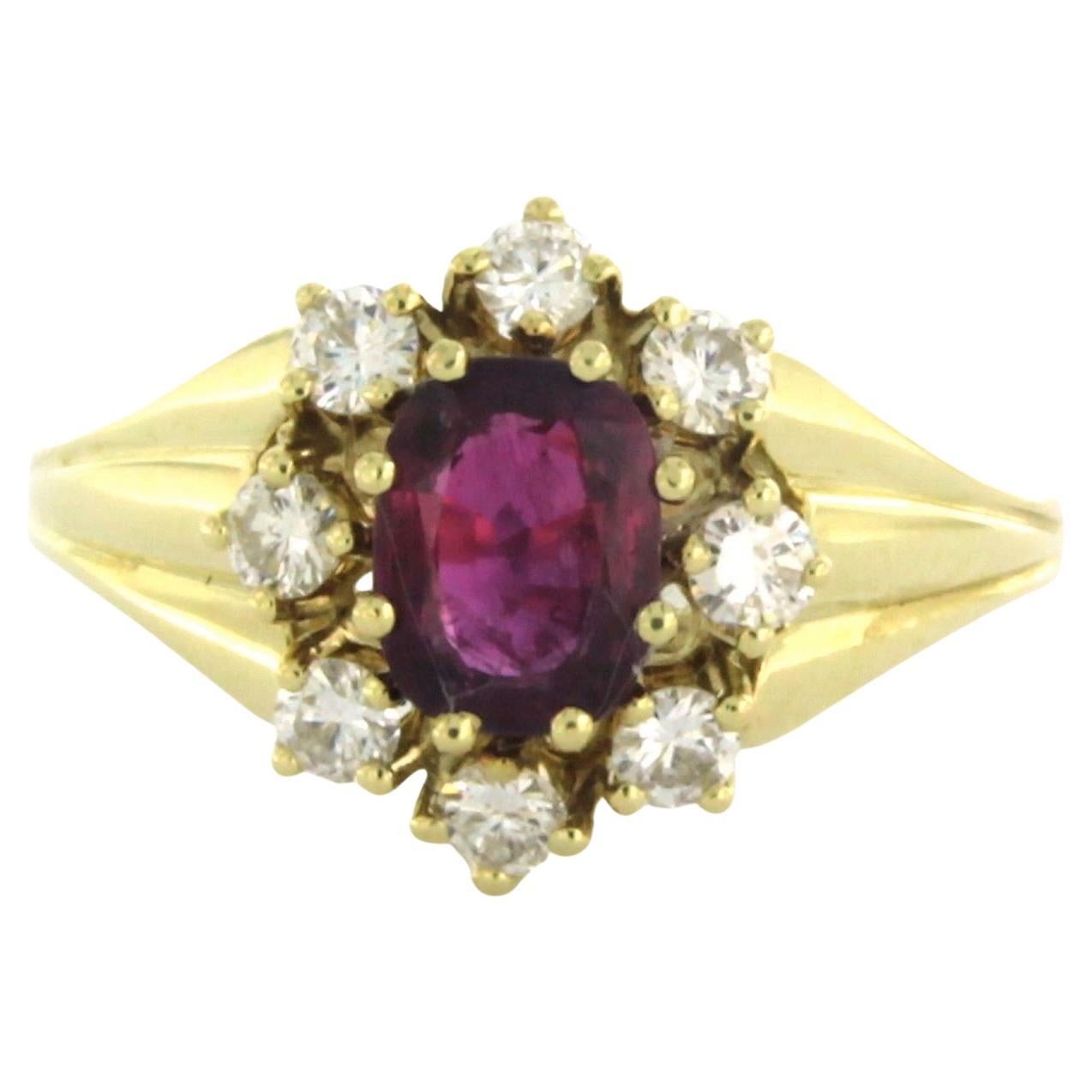 Ring with Ruby and diamonds 14k yellow gold For Sale at 1stDibs