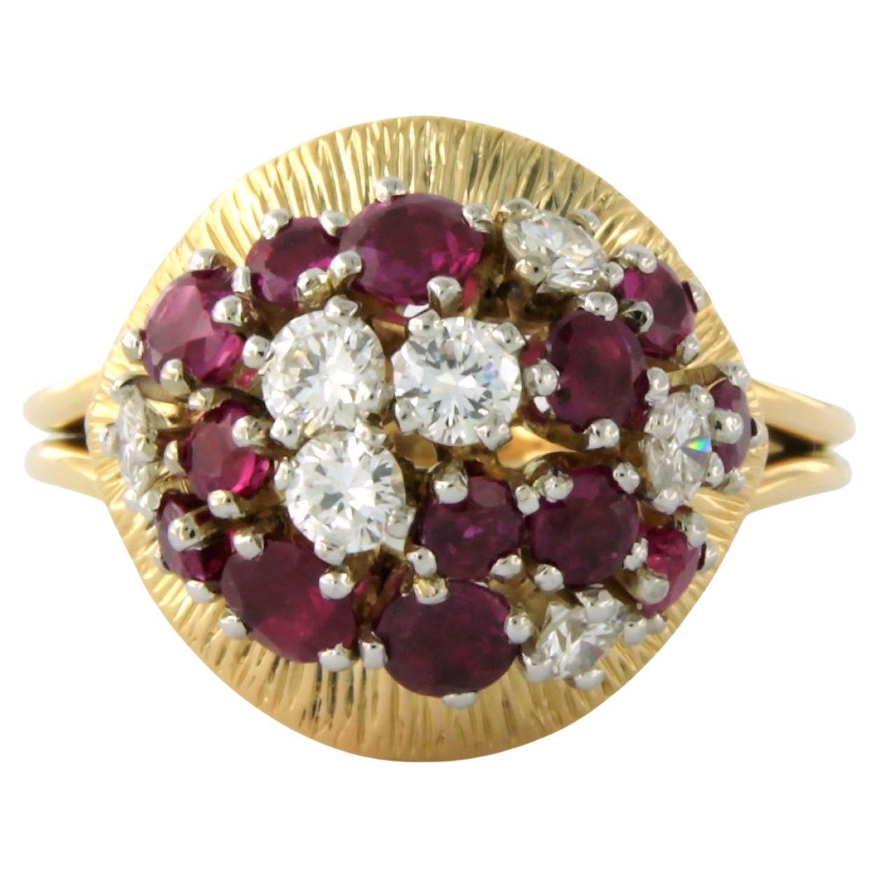 Ring with Ruby and diamonds 18k yellow gold For Sale at 1stDibs