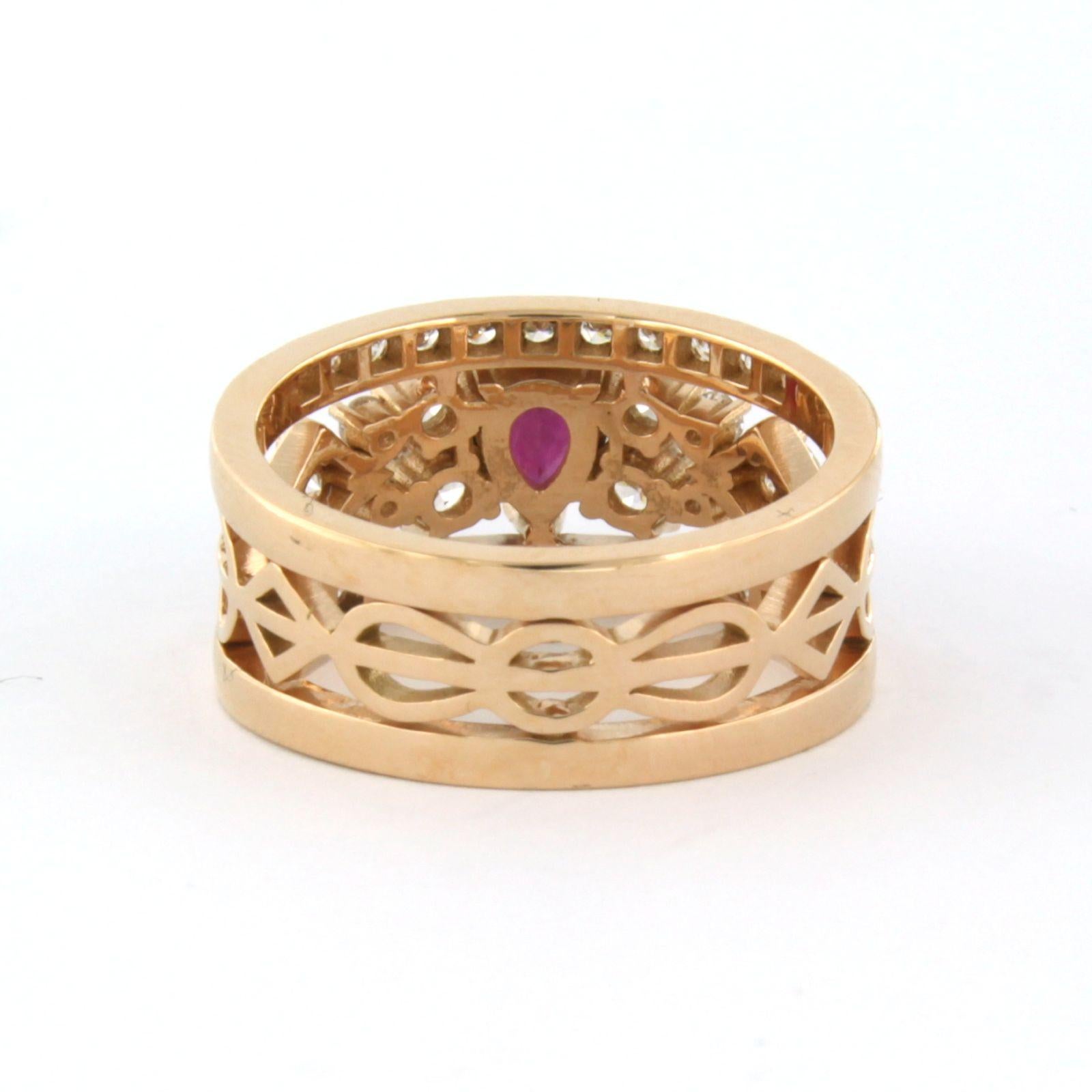Ring with Ruby and diamonds 18k pink gold For Sale at 1stDibs