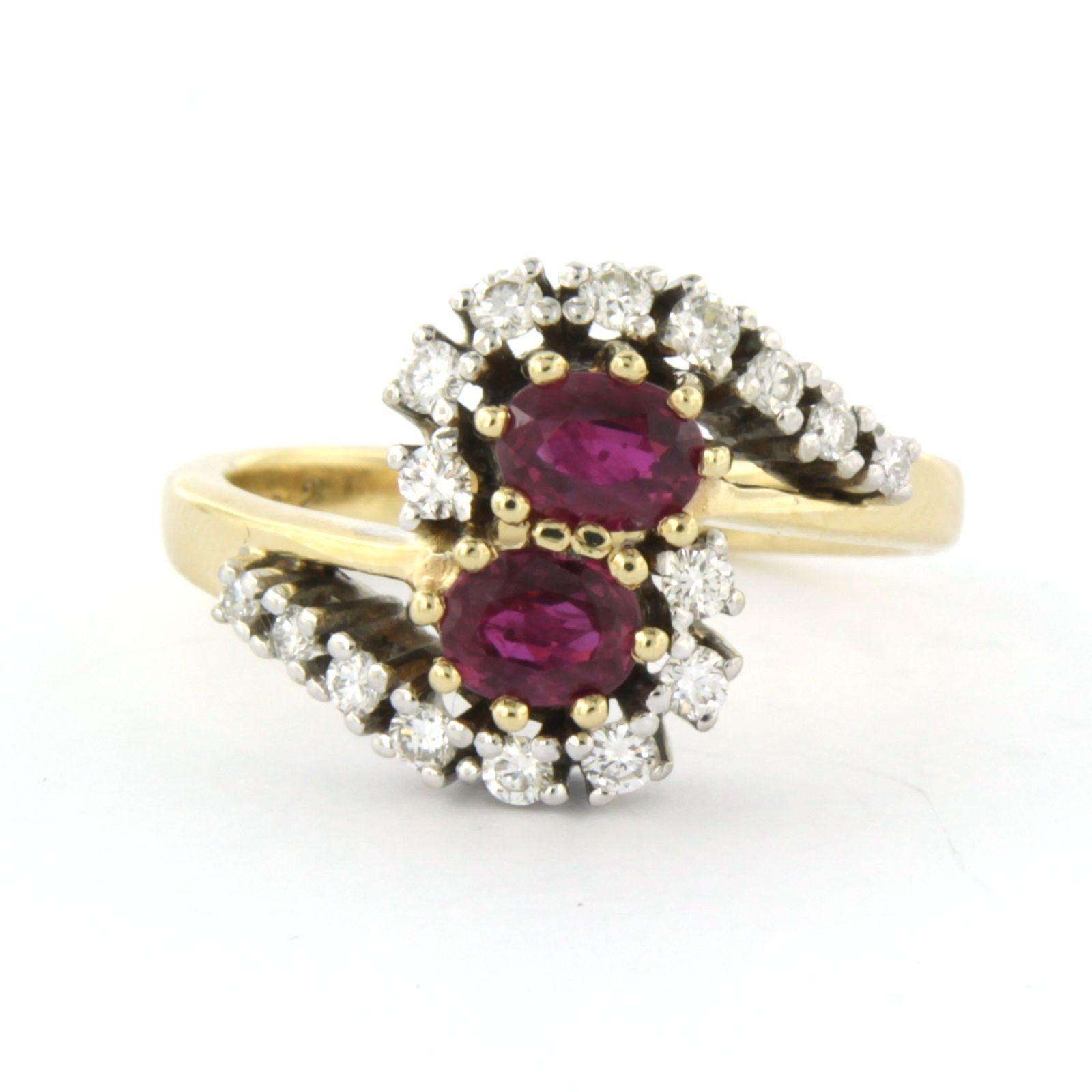 Ring with ruby up to 1.00ct and brillaint cut diamonds up to 0.30ct 14k ...