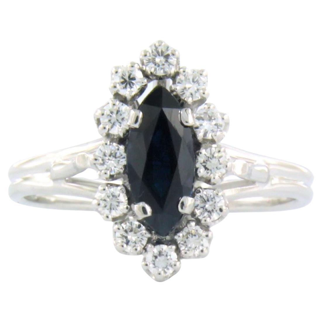 Ring with sapphire and old mine cut diamond up to 1.03ct 18k pink gold ...