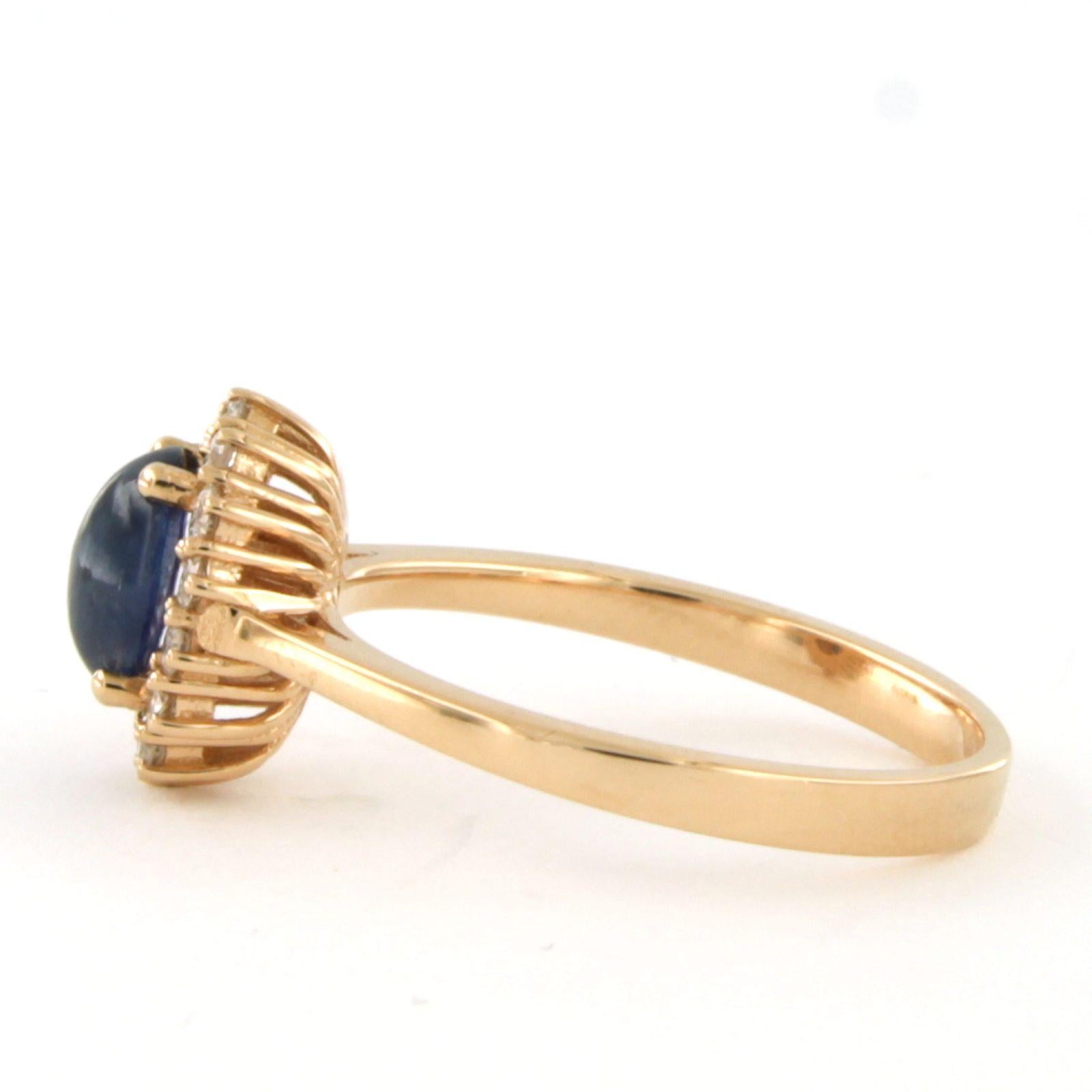 Ring with sapphire and brilliant cut diamonds up to 0.24ct 18k gold 3.4 ...