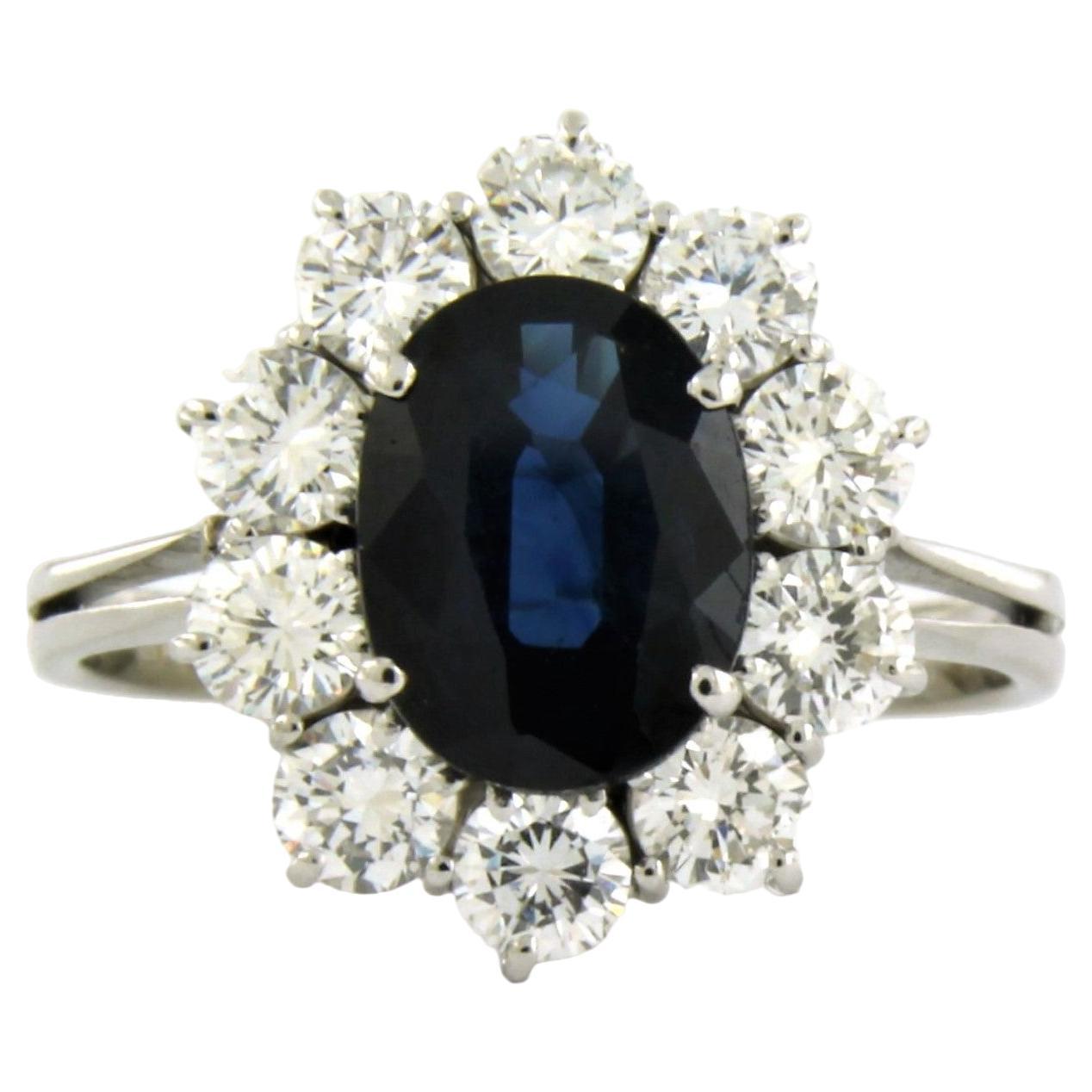 Sapphire and Diamond Flower Ring in 18K Yellow Gold For Sale at 1stDibs